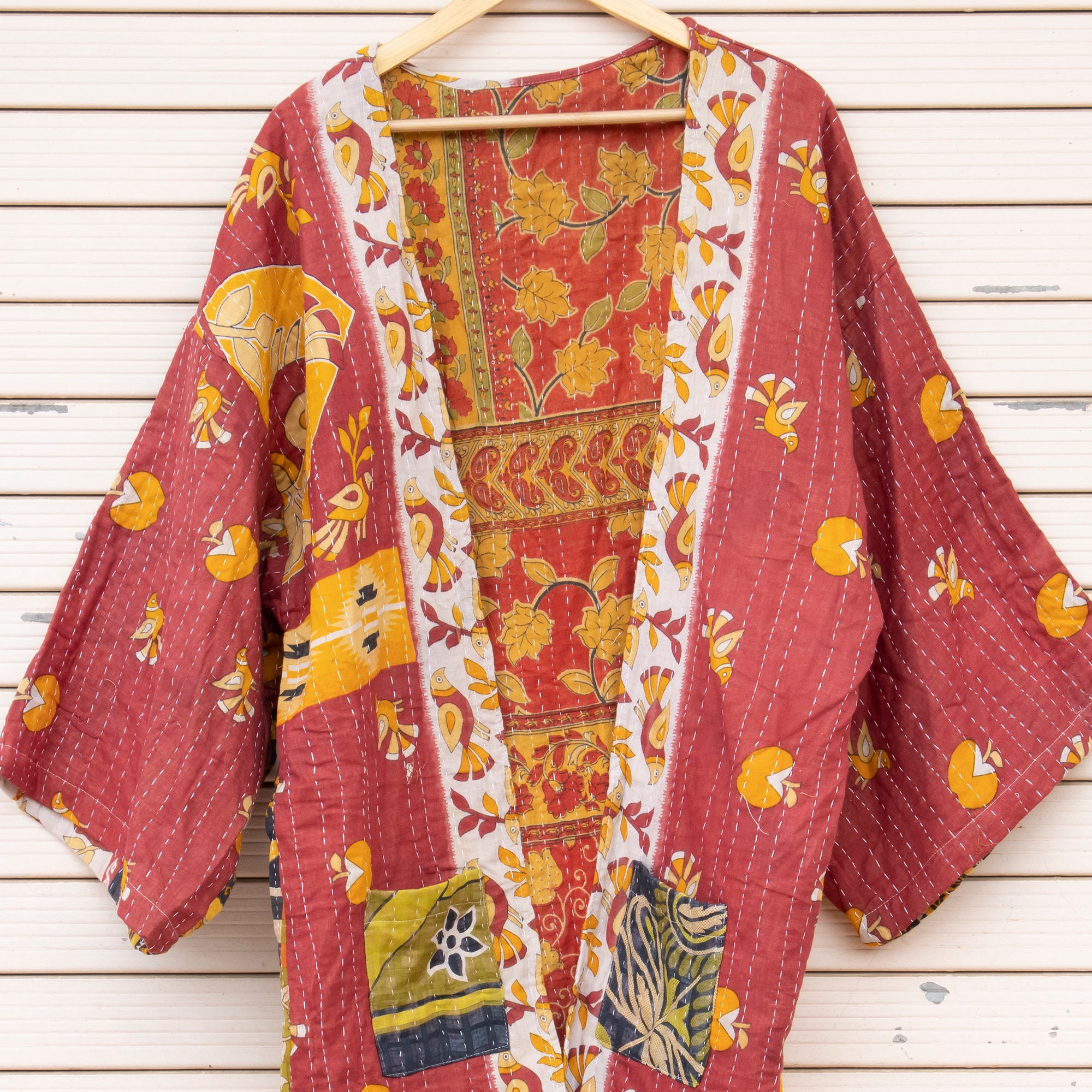 Traditional Handmade Indian Boho Kantha Jacket Multi Patchwork Vintage ...