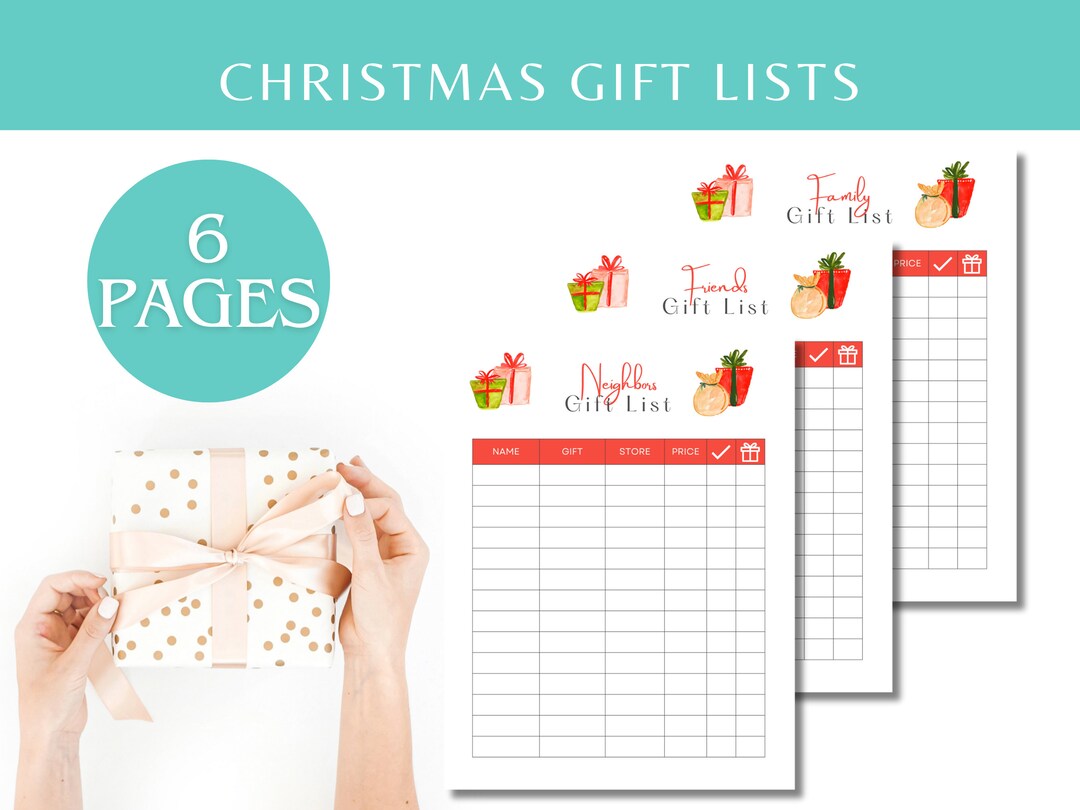 Gift List Printable, Christmas Gift List Printable, Holiday Gift List ...
