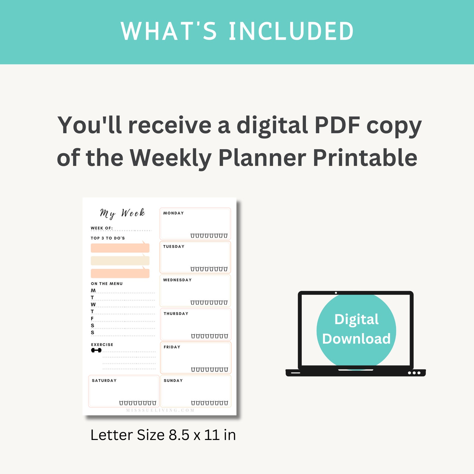 Weekly Planner Printable, Printable Weekly Planner, Weekly Schedule ...