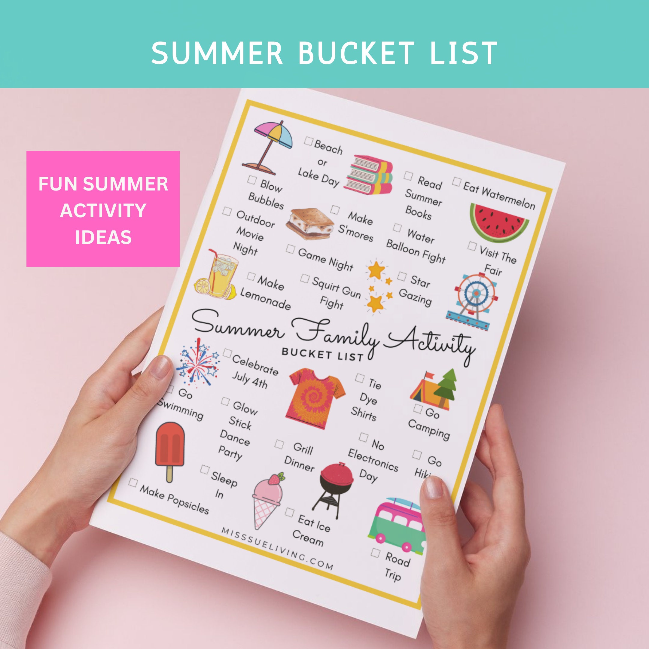 Summer Bucket List Printable: Family Activity Checklist (PDF) - Etsy