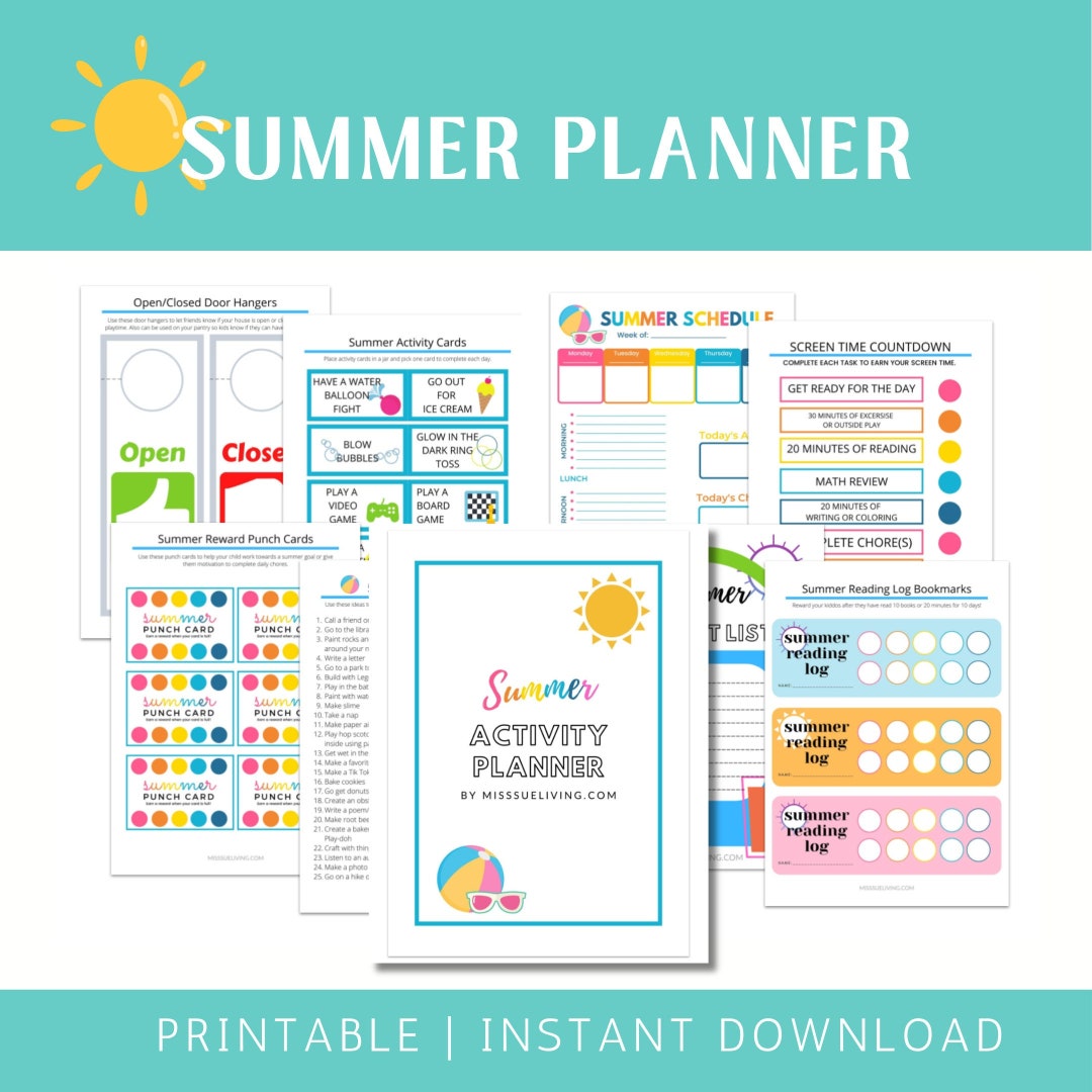 Summer Planner for Kids, Summer Planner Printable, Summer Schedule ...