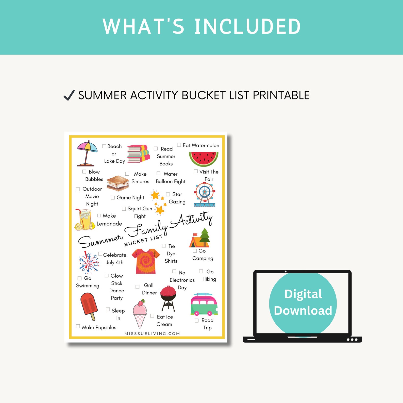 Summer Bucket List Printable: Family Activity Checklist (PDF) - Etsy