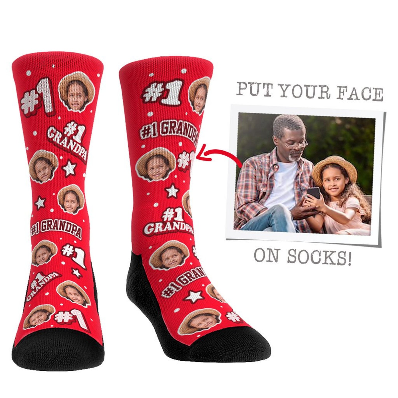 Custom Grandpa Socks Personalized Face Socks Grandpa Etsy