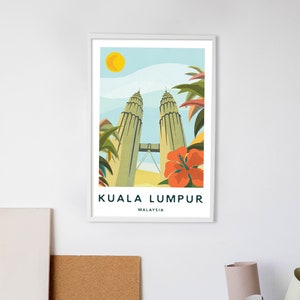 Downloadable Kuala Lumpur Travel Poster | Printable Malaysian Art Print ...