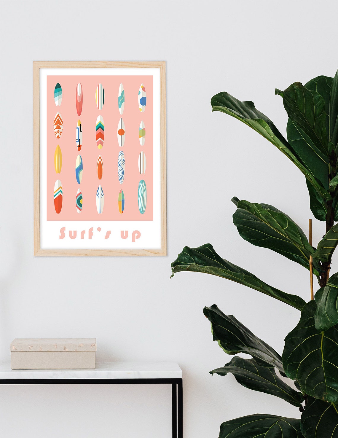 Surf's up Art Print | Minimalist Surf Wall Art | Beach House Decor ...