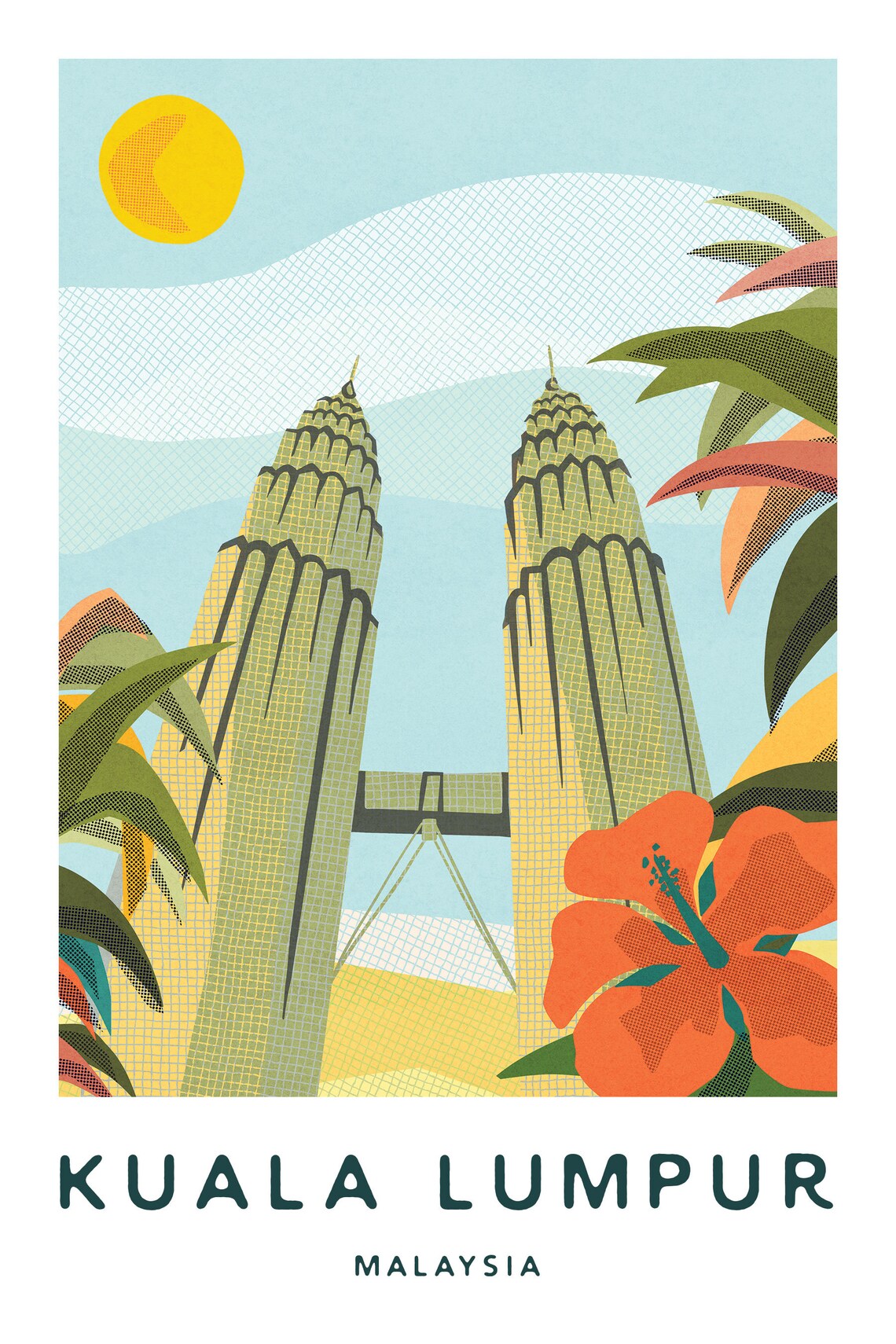 Downloadable Kuala Lumpur Travel Poster Printable Malaysian Art Print ...