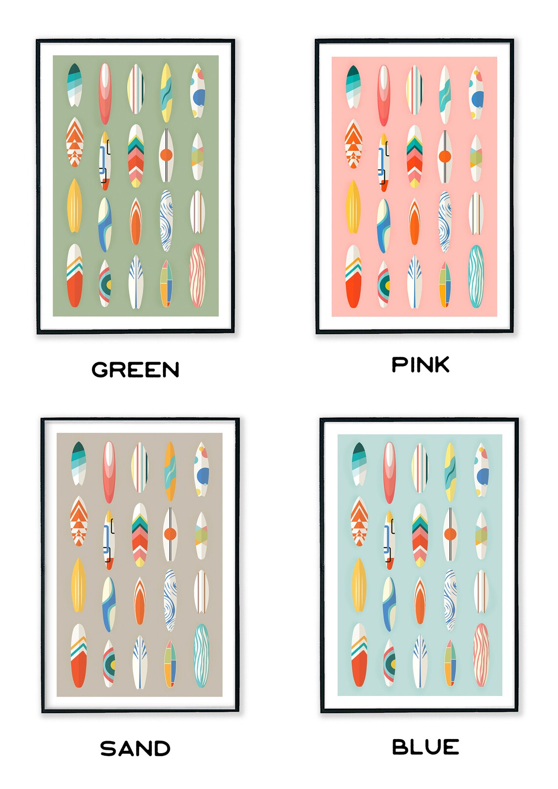 Minimalist Surfboard Art Print Surf Wall Art Beach House Decor Coastal ...