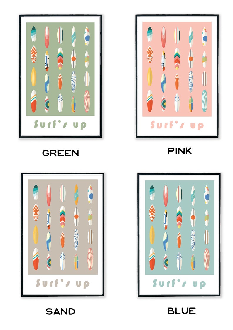 Surf's up Art Print | Minimalist Surf Wall Art | Beach House Decor ...