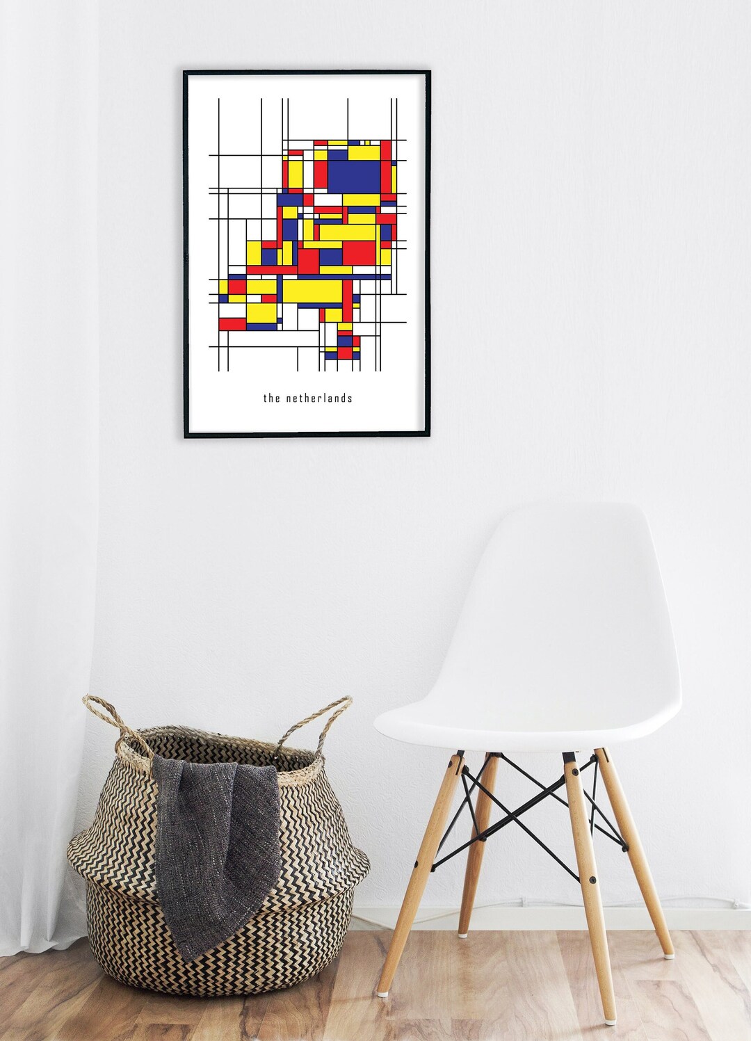 Mondrian Netherlands Map Print | Abstract Art Print | Dutch Travel ...