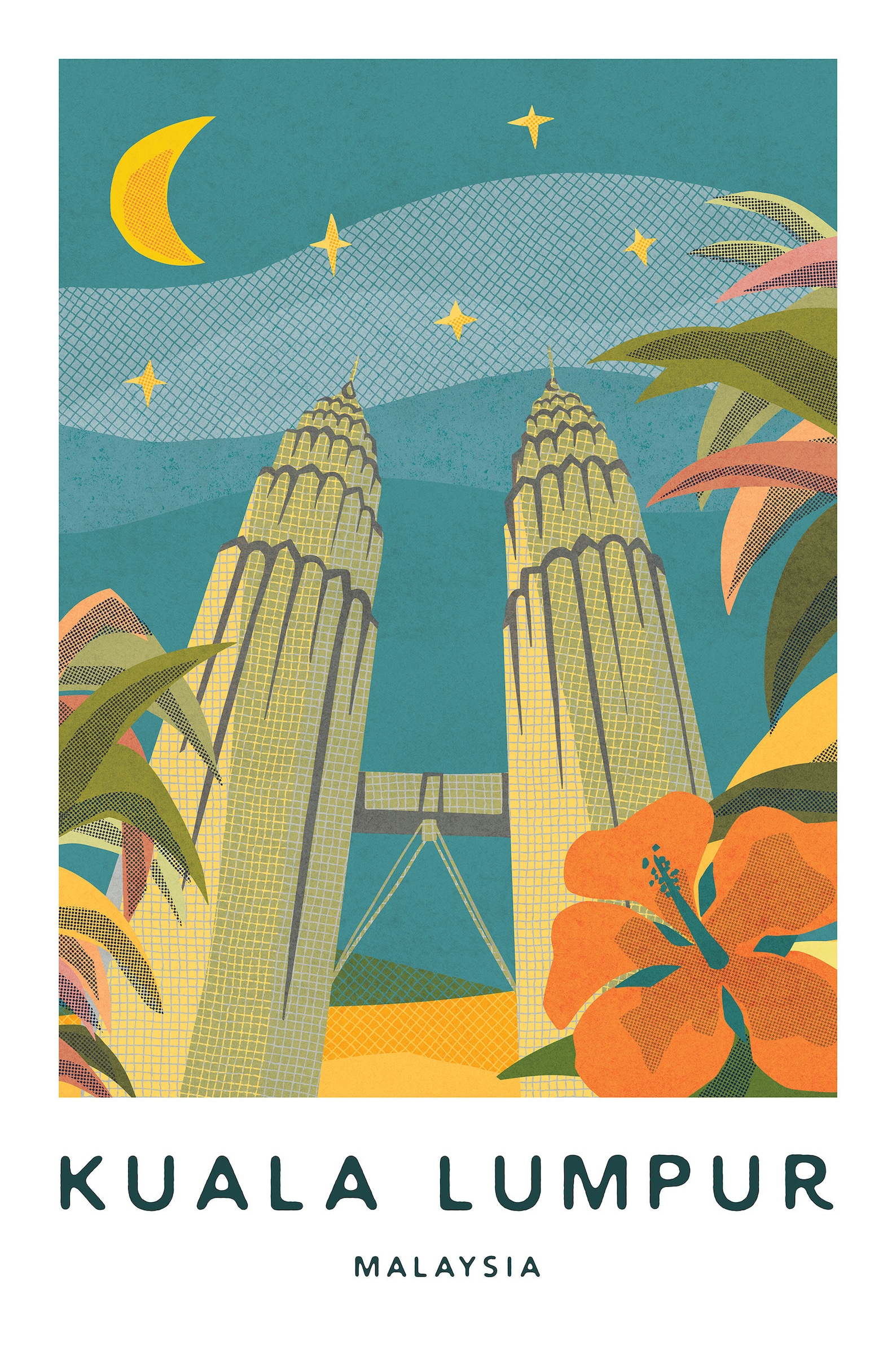 Downloadable Kuala Lumpur Travel Poster Printable Malaysian Art Print ...