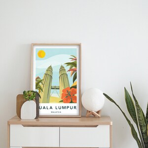 Downloadable Kuala Lumpur Travel Poster | Printable Malaysian Art Print ...