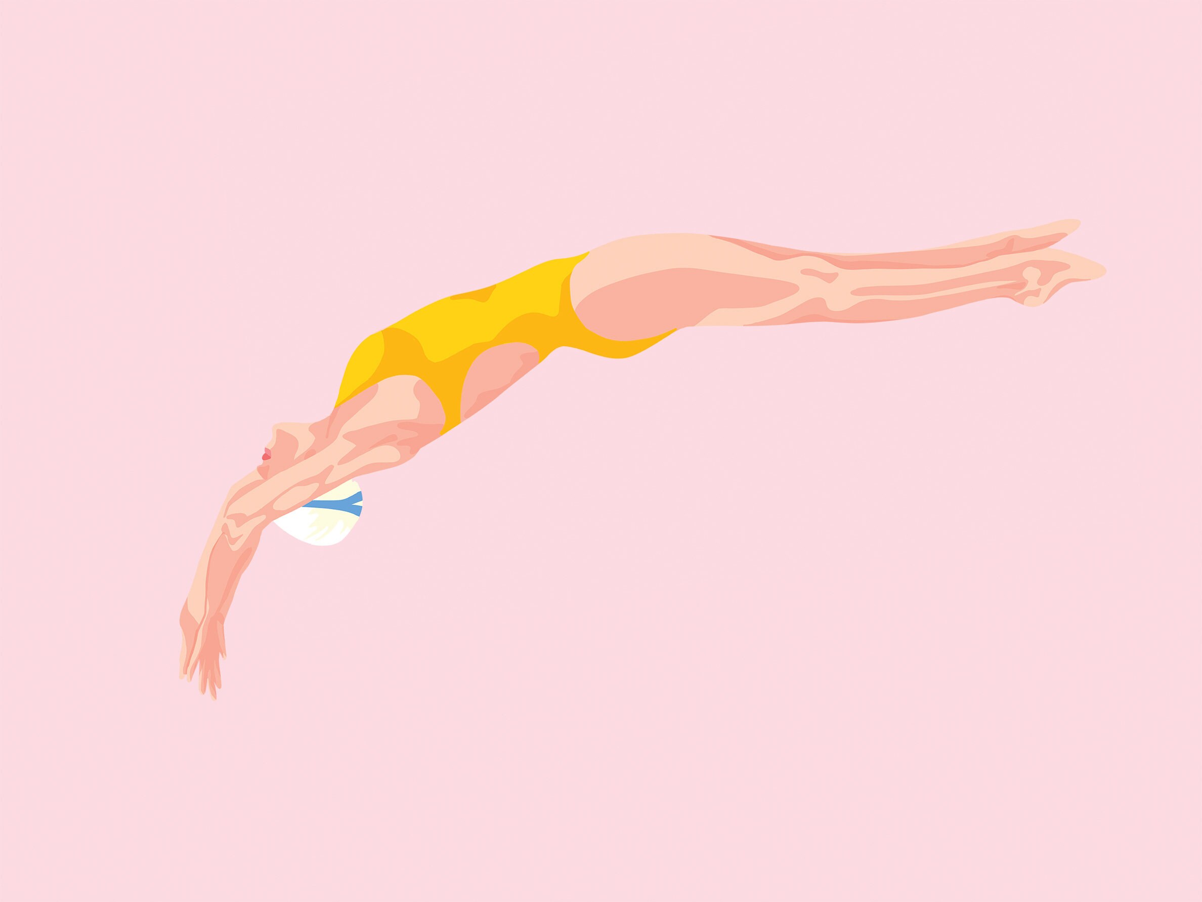 Swimmer Art Print / Diving Swimmer Poster / Giclee Art Print / Mid ...