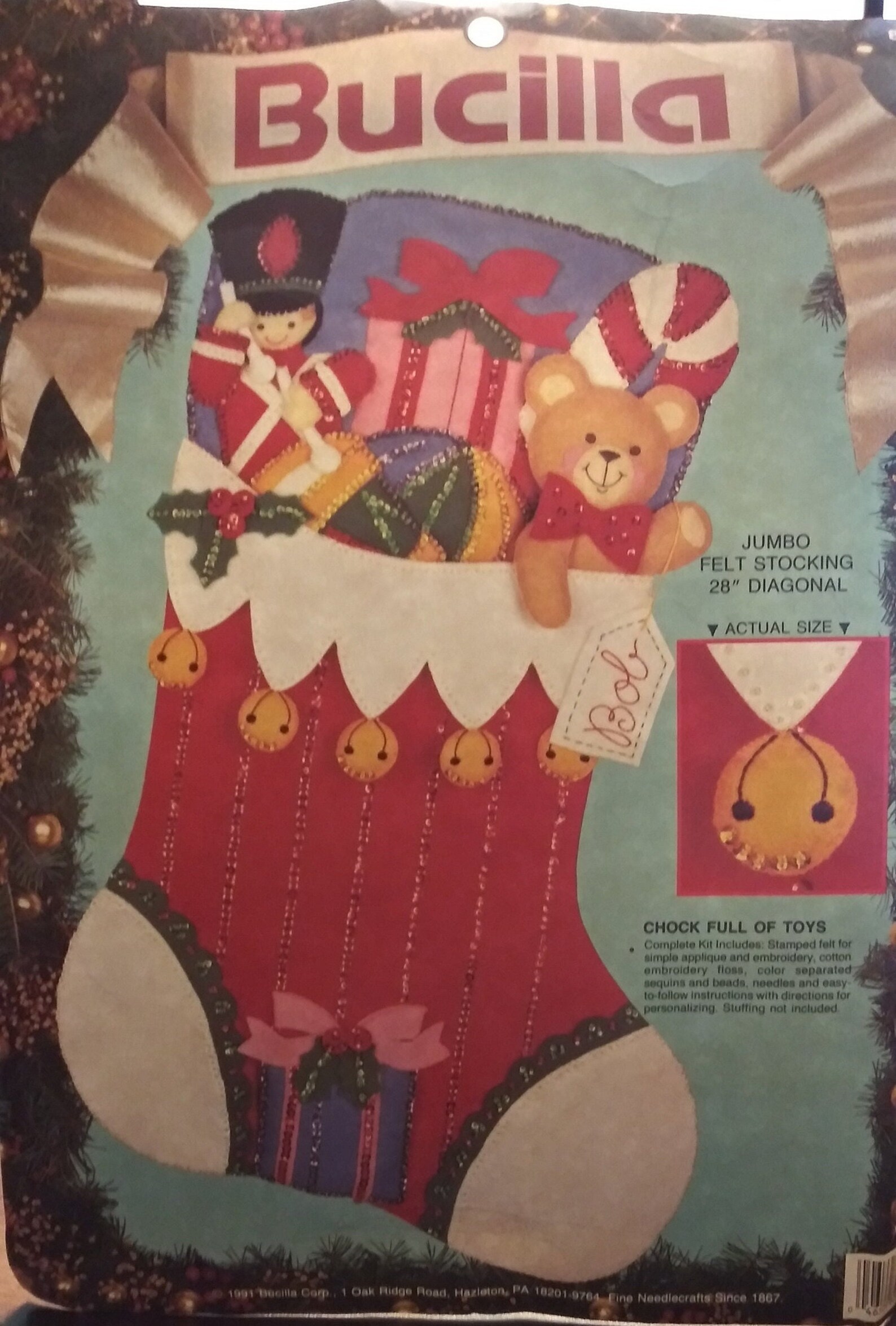 Vintage Bucilla Christmas Stocking 28 Jumbo chock Full of Toys Made to ...