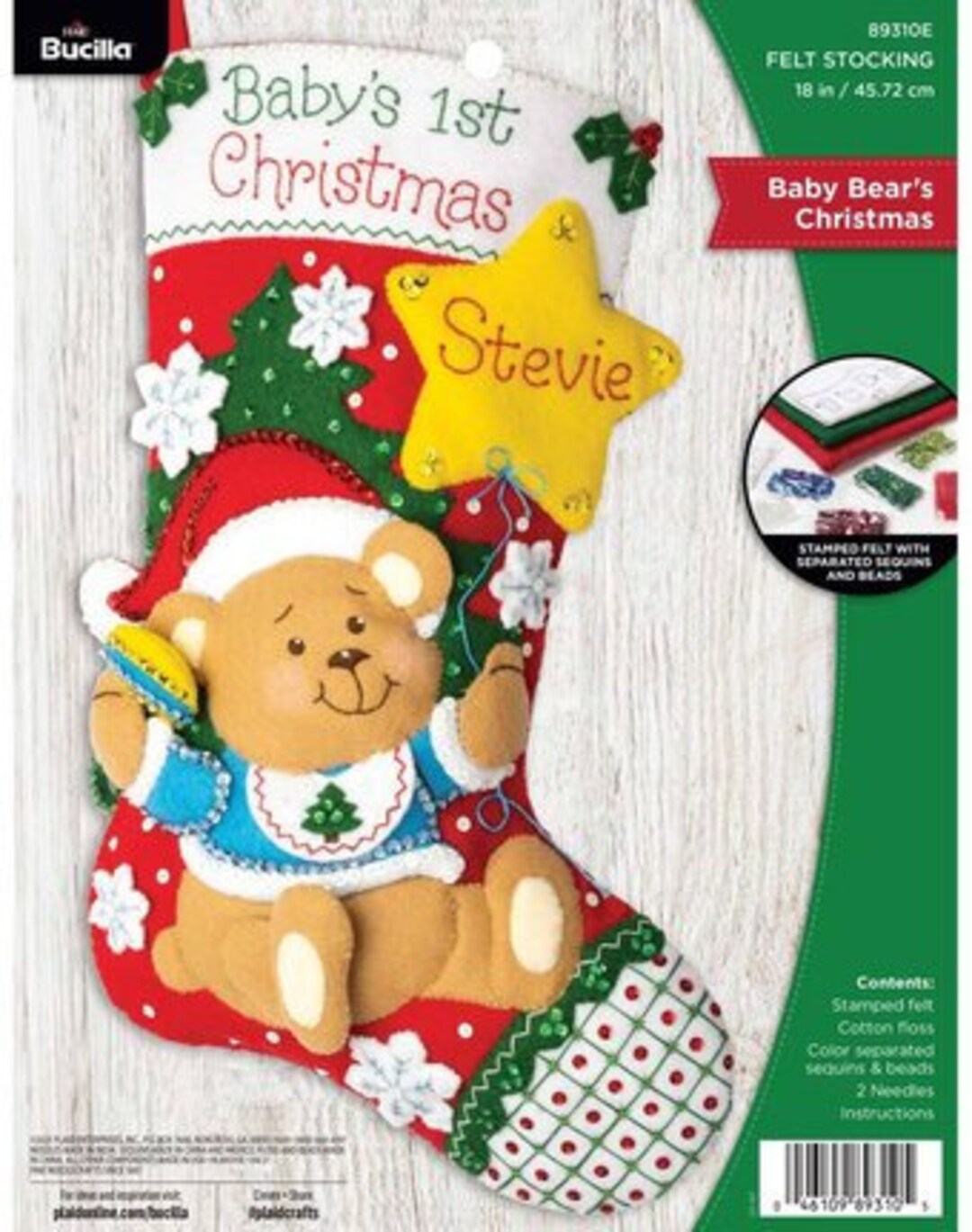 Bucilla DIY Stocking Kit- Baby Bear's Christmas - Etsy