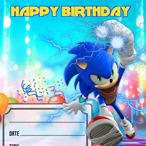 Sonic happy birthday card - Etsy Nederland
