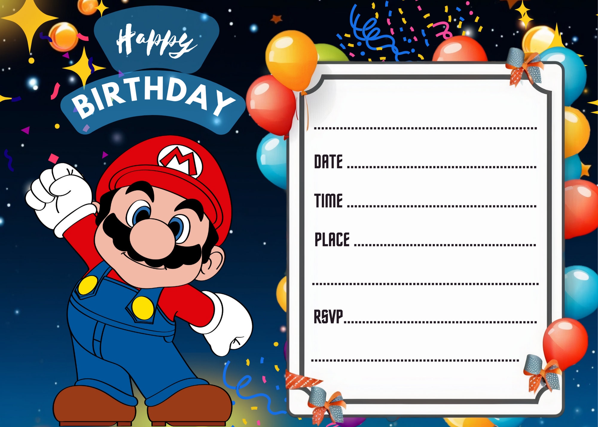 FREE Printable Super Mario Party Birthday Invitation, 44% OFF