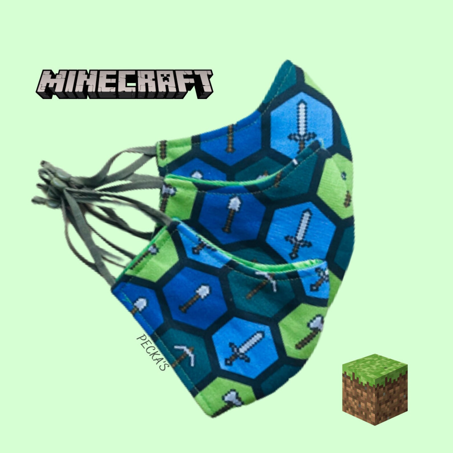 Minecraft Face Mask Men Face Mask Kids Face Mask Pixels | Etsy