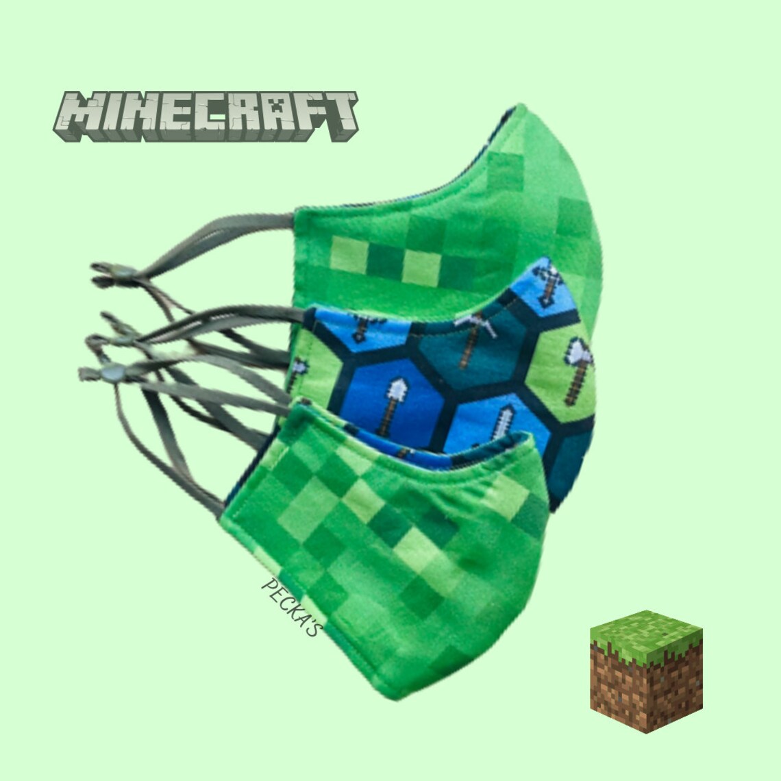 Minecraft Face mask Men face mask Kids Face mask Pixels | Etsy