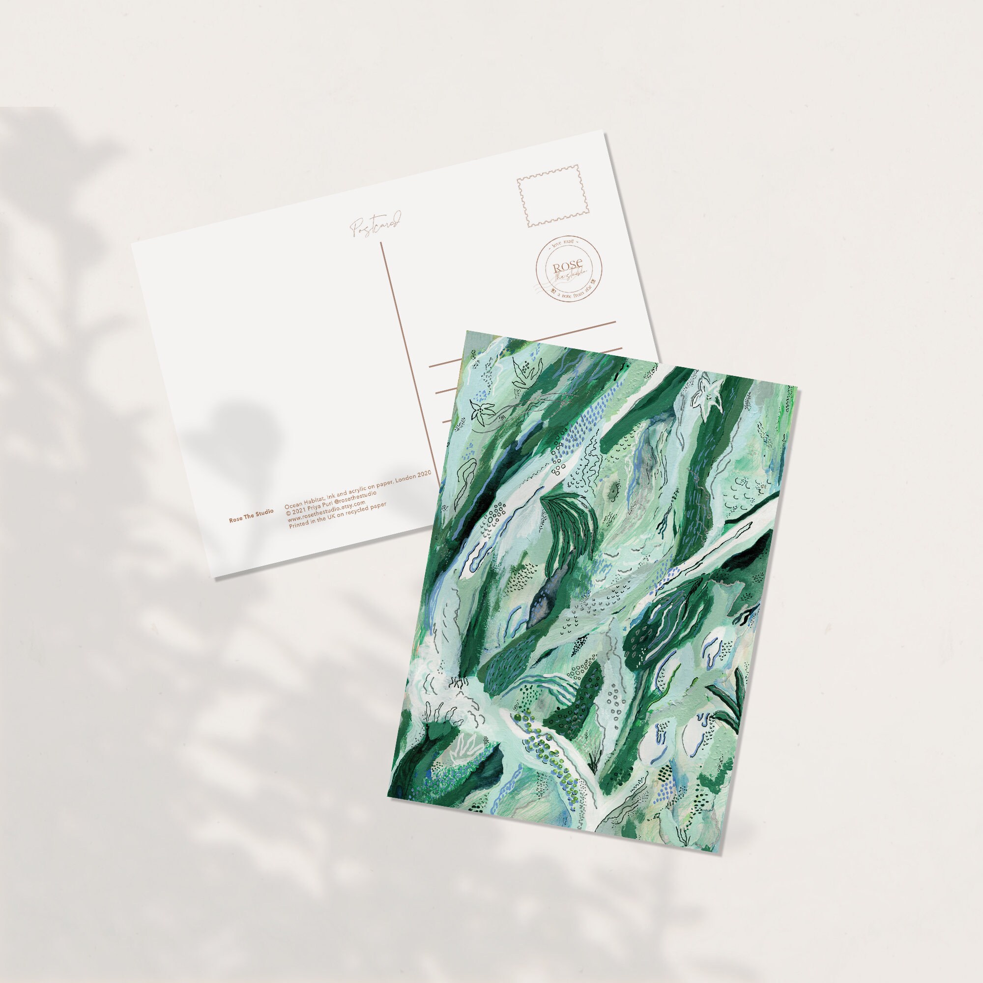 Ocean postcards set of 5 Watercolour print abstract art in | Etsy