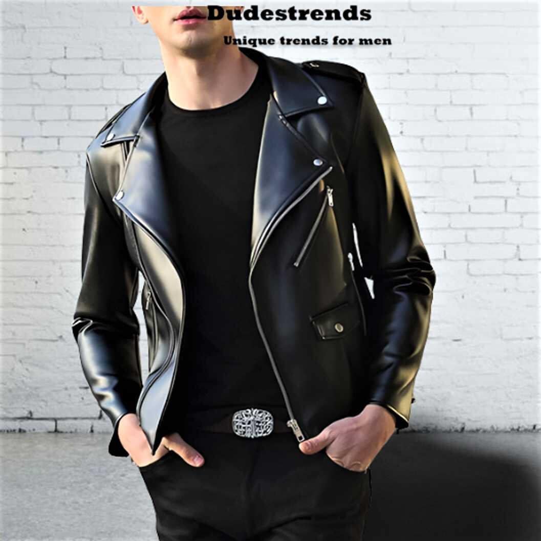 Blue Faux Leather Jacket - Etsy