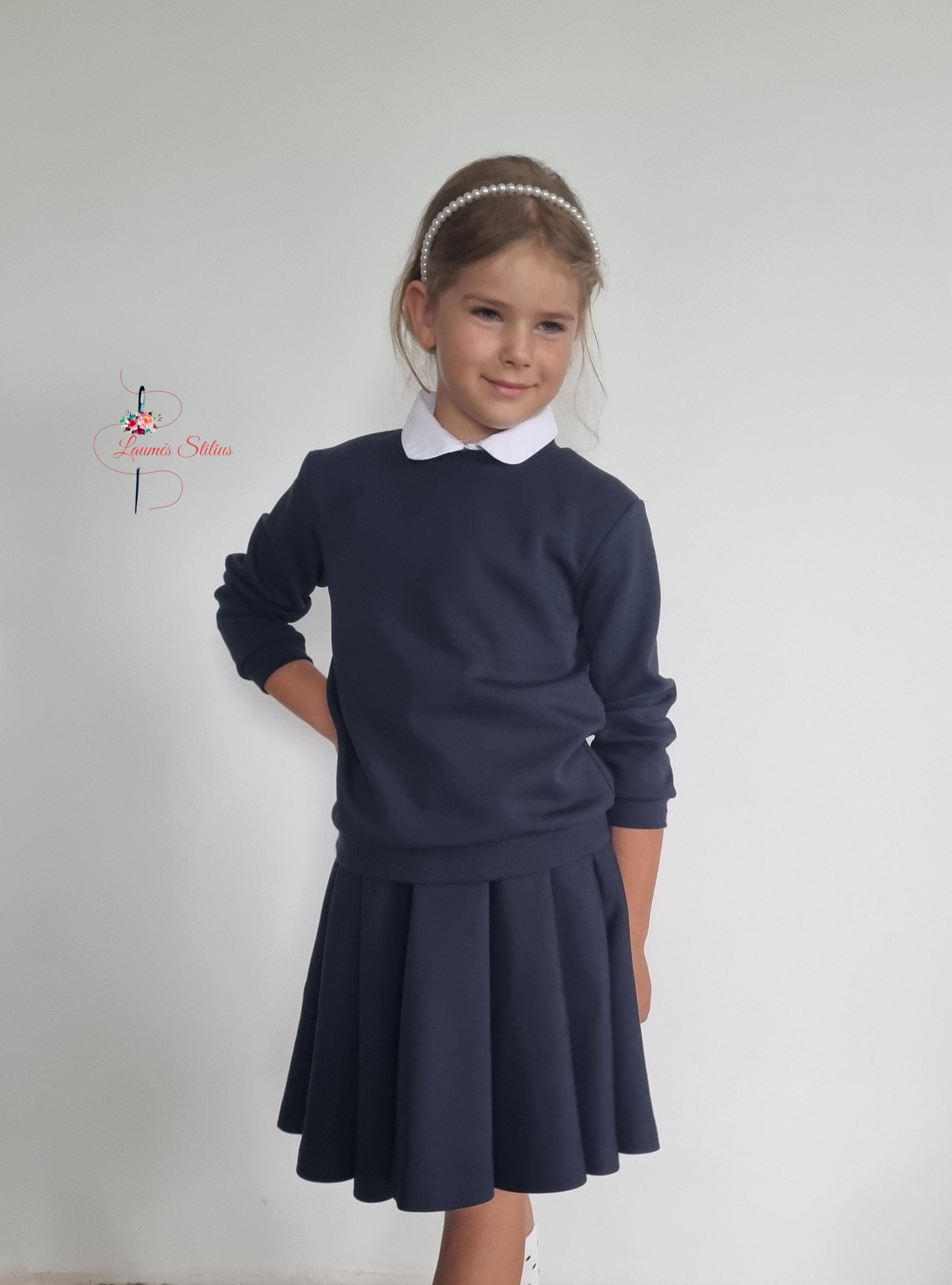 Navy Blue Girl Outfit Navy Blue Skirt and Jumper School Uniform - Etsy