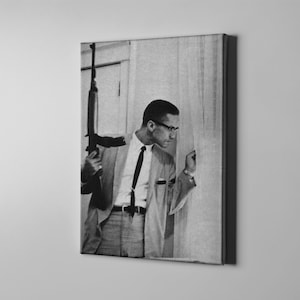 Malcolm X Looking Out the Window Holding Gun Canvas Unique - Etsy Singapore