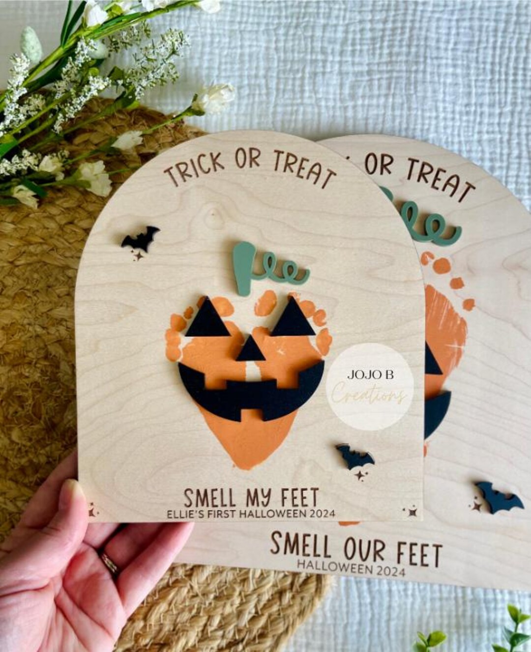 Pumpkin Baby Footprint, Wall Art Craft Keepsake Gift, DIY Footprint Art ...