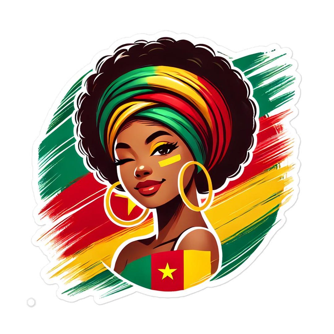 Cameroon Flag Sticker, African Woman Bubble-free Stickers - Etsy