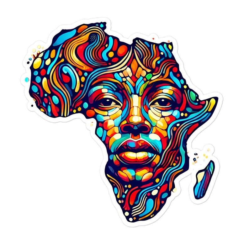 Africa Map Sticker, Colorful African Bubble-free Stickers - Etsy