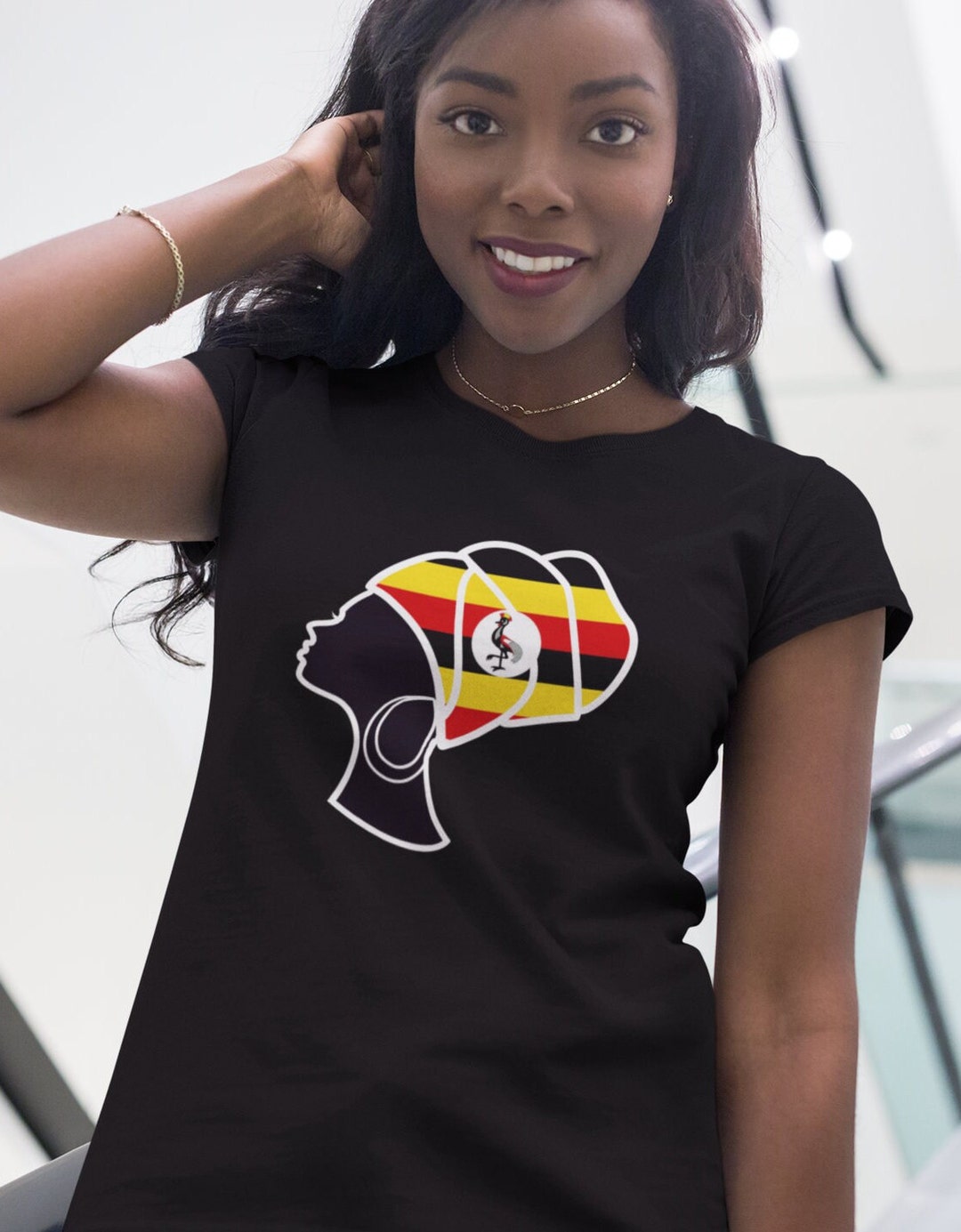 Uganda Flag T Shirt, Proud Ugandan Woman, Africa Clothing for Woman T ...