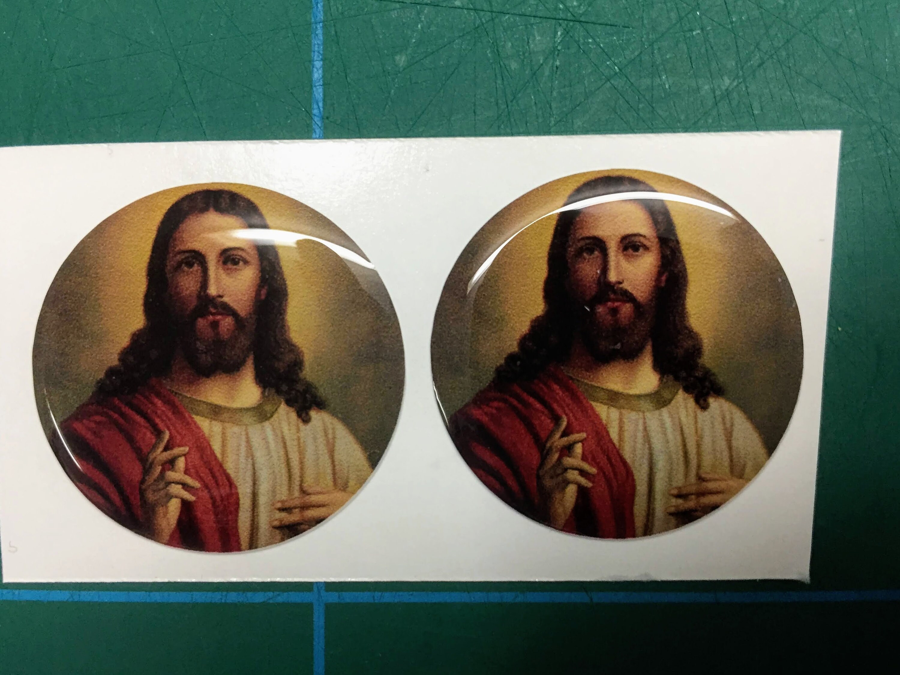 2x Jesus Christ Holy Car Circle Domed Logo Decal Sticker 3D Gel Overlay ...