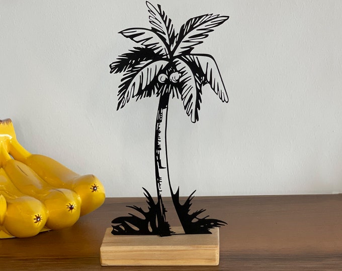 Palm Metal Shelf Decor Coconut Ornament Tropical Metal Art Coastal ...