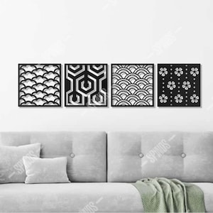 Japanese Pattern Wall Art - Asian Motifs Wall Decor - Kimono Motif Sign ...