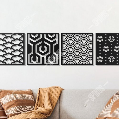 Japanese Pattern Wall Art Asian Motifs Wall Decor Kimono - Etsy