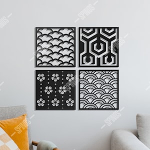 Japanese Pattern Wall Art - Asian Motifs Wall Decor - Kimono Motif Sign ...