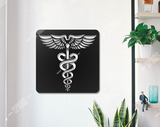 Caduceus Healing Staff Snakes Wings Hermes Multi Layer Laser Cut Wood ...
