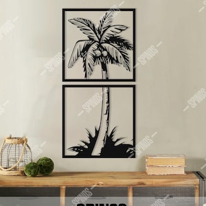 Palm Wood Wall Art - Tree Wall Decor - Coconut Tree - Tropical Wall ...