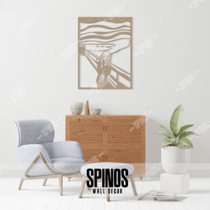 The Scream Wooden Wall Art – Minimal Edvard Munch Line Art ...
