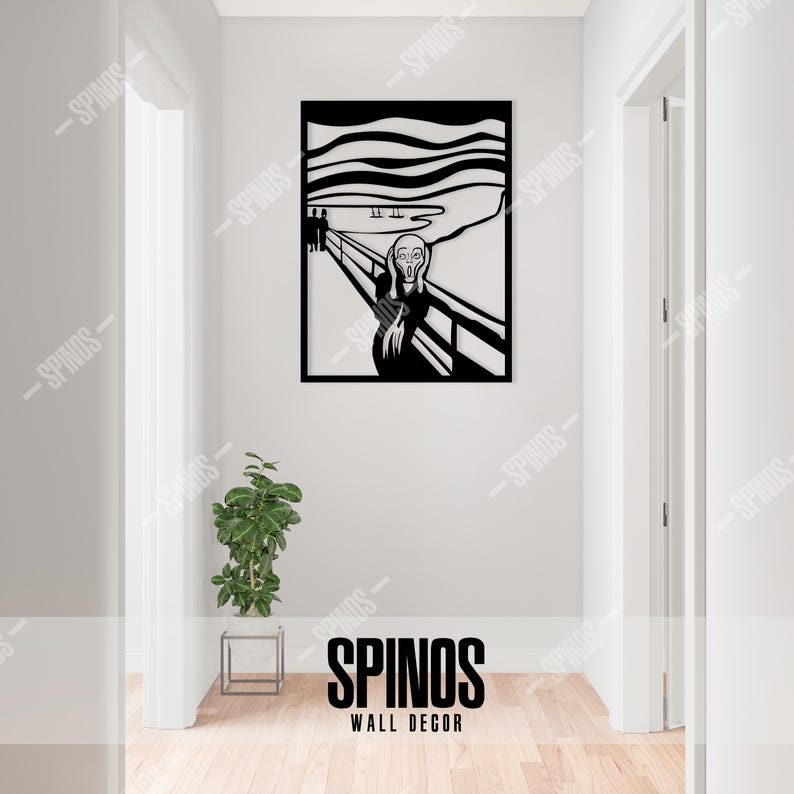 The Scream Wooden Wall Art – Minimal Edvard Munch Line Art ...
