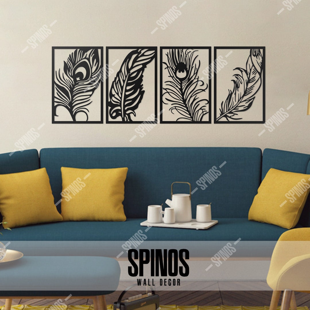 Federn Holz Wandbild: 4-teiliges Feder Dekor-Set - Etsy Österreich