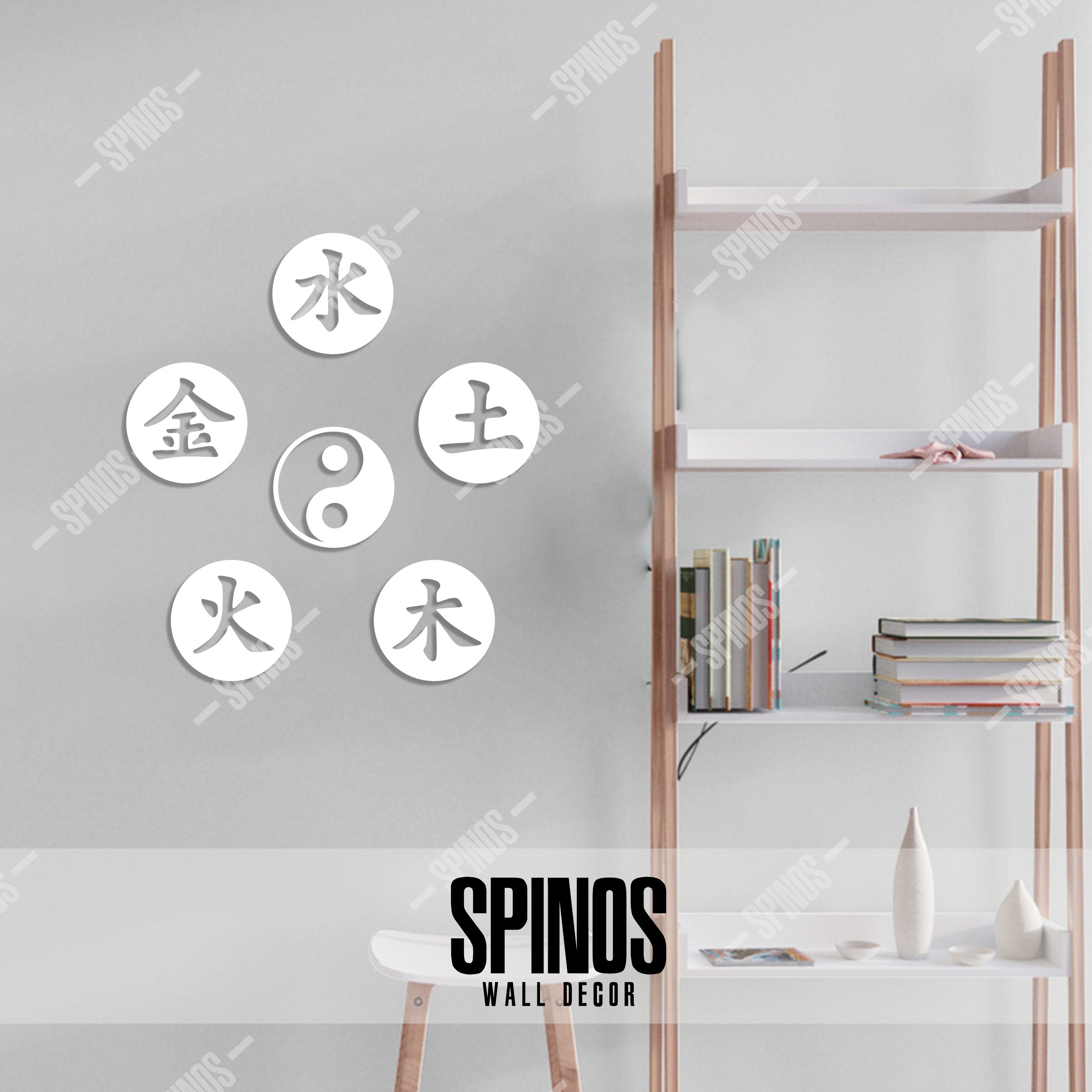 Chinese Elements Wall Art Wuxing Wood Decor Japanese Godai | Etsy