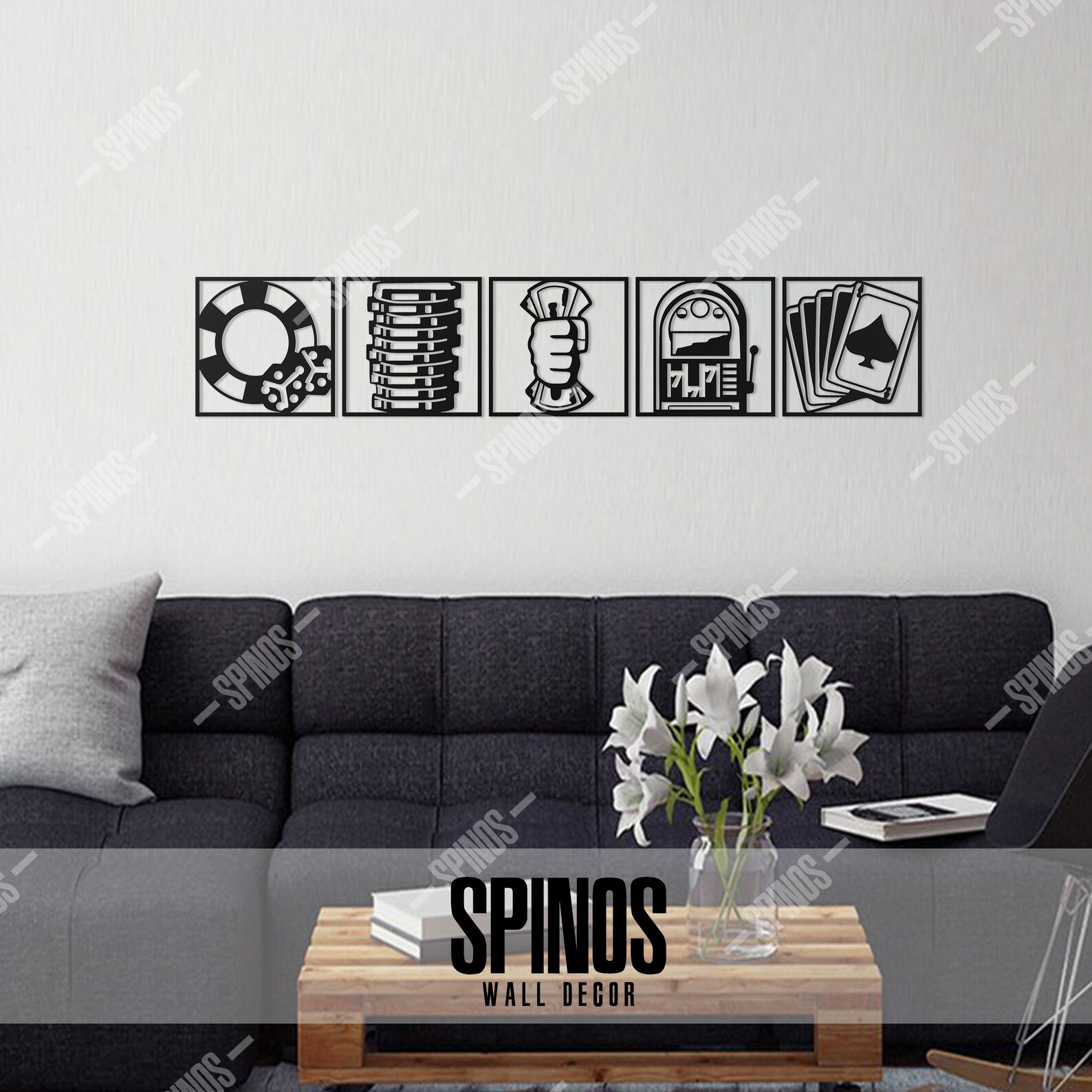 Casino Symbols Wood Wall Art Gaming House Decor Poker - Etsy