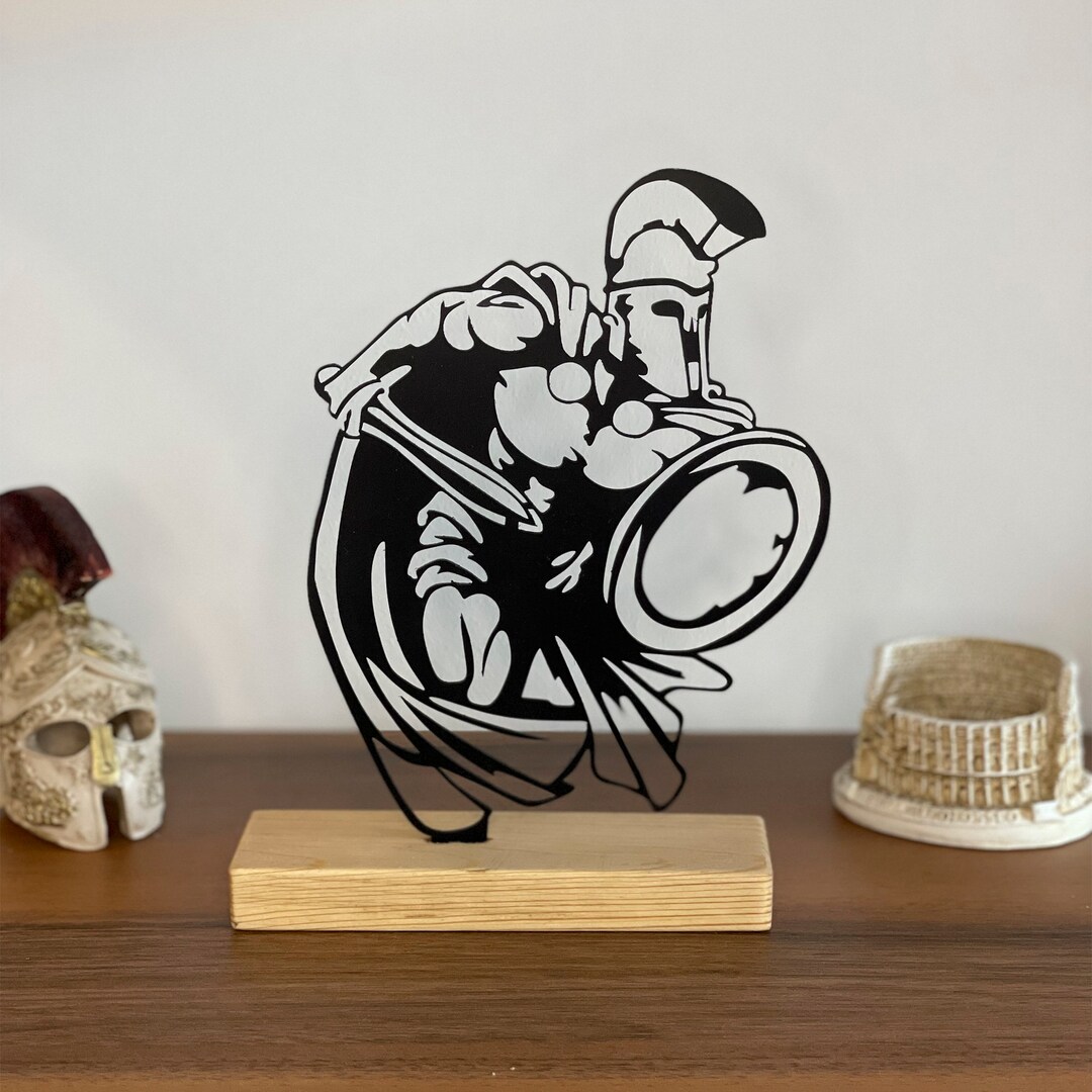 Spartan Metal Shelf Decor Roman Sculpture Greek Statue Soldier Art ...