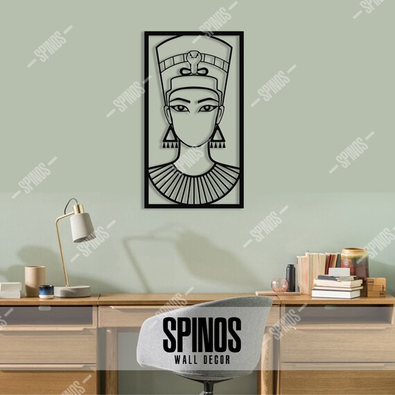 Egypt Wall Art Room Decor Cleopatra Wall Art Wooden Cleopatra with Cat ...