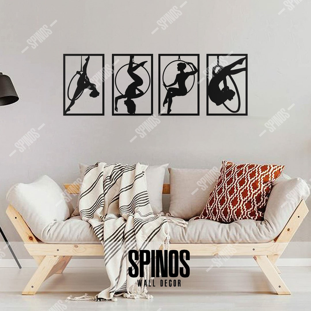 Aerial Hoop Acrobatics Wood Wall Decor, Aerial Ring Art, Lyra Acro Yoga ...