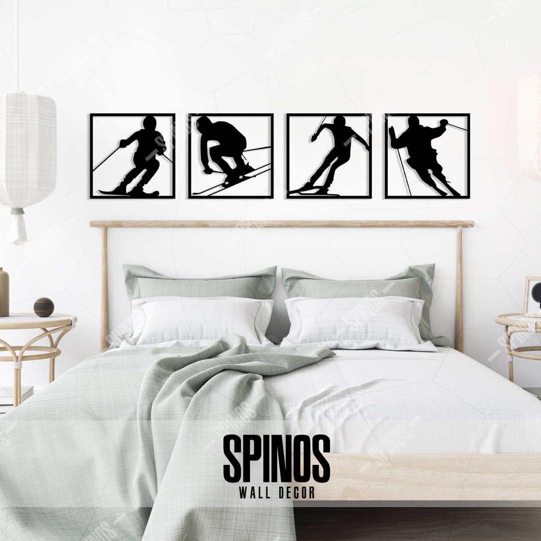 Skiing Wood Wall Decor, Winter Olympic Sport Wall Art, Skier Wall Sign ...