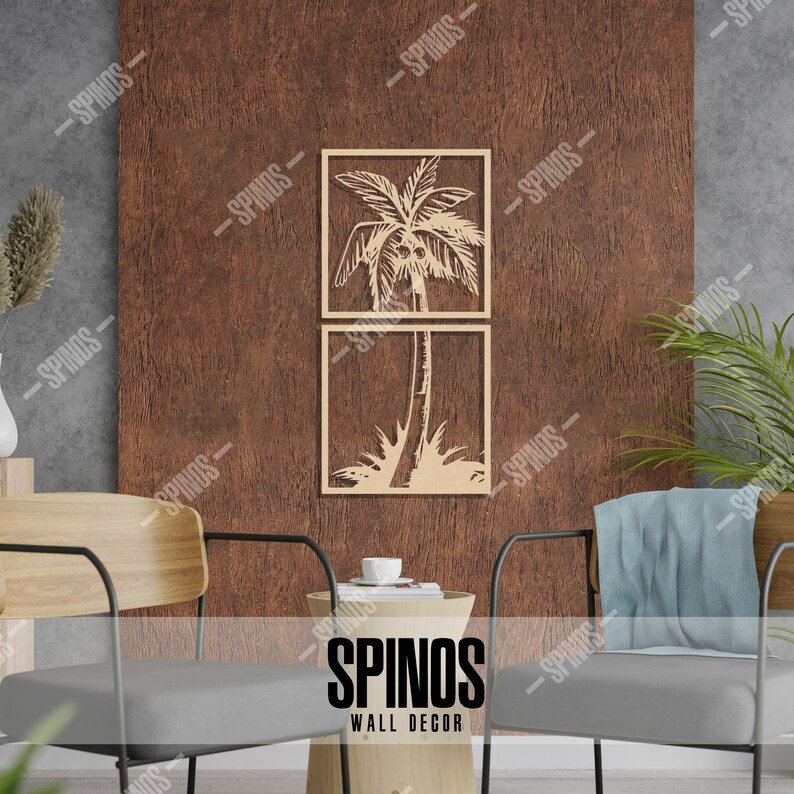 Palm Wood Wall Art Tree Wall Decor Coconut Tree Tropical | Etsy