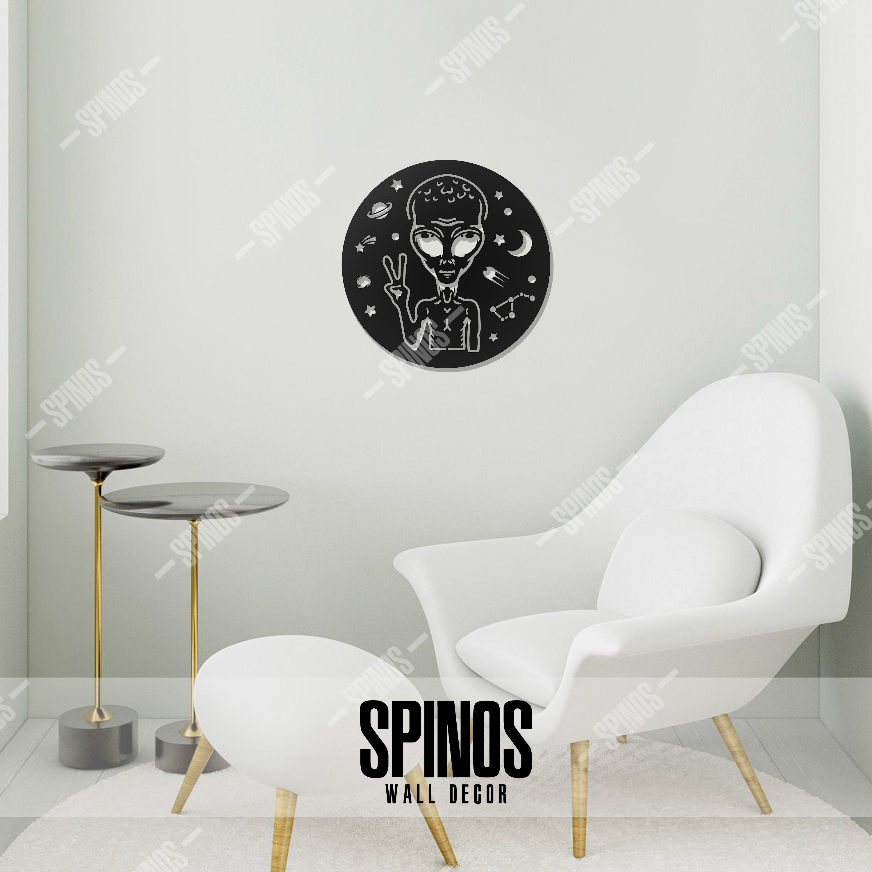 Alien Wall Art Space Wall Decor Planet Stars Moon Wood | Etsy