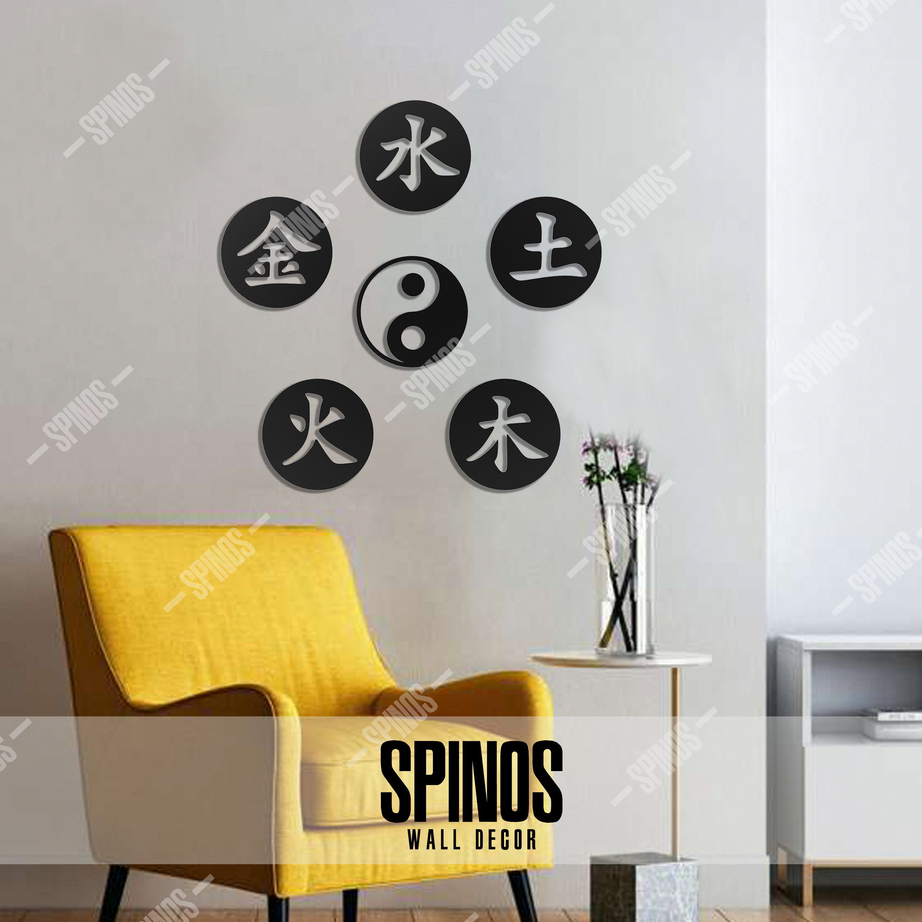 Chinese Elements Wall Art Wuxing Wood Decor Japanese Godai - Etsy