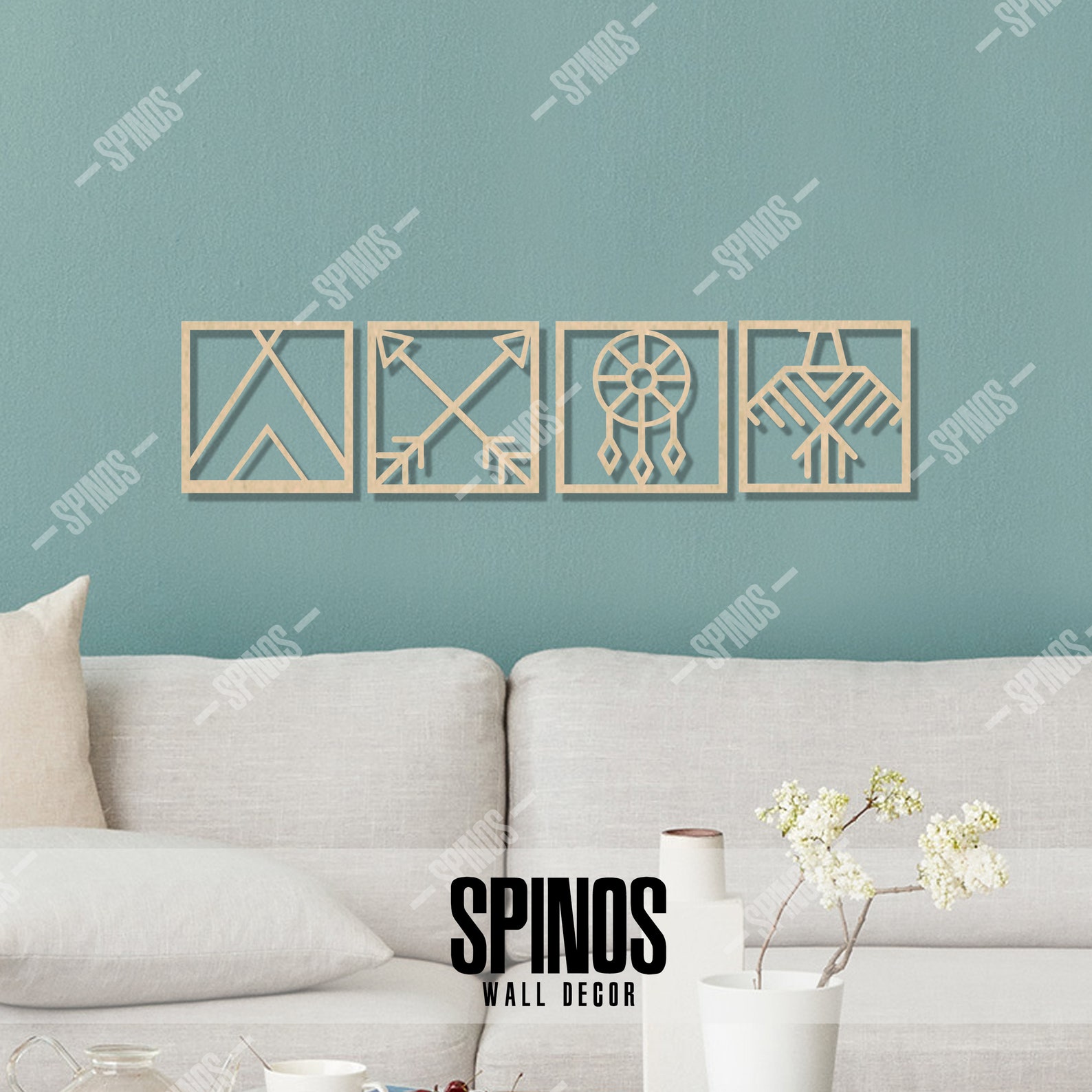 Native American Symbols Wood Wall Art Amerindian / American Indian Wall ...